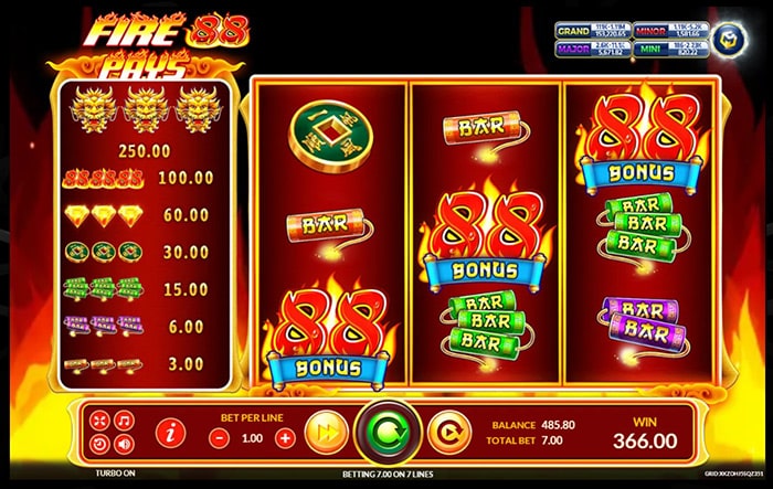Fire 88 slot สล็อตค่าย Pragmatic Play รองรับการเล่นภาษาไทย
